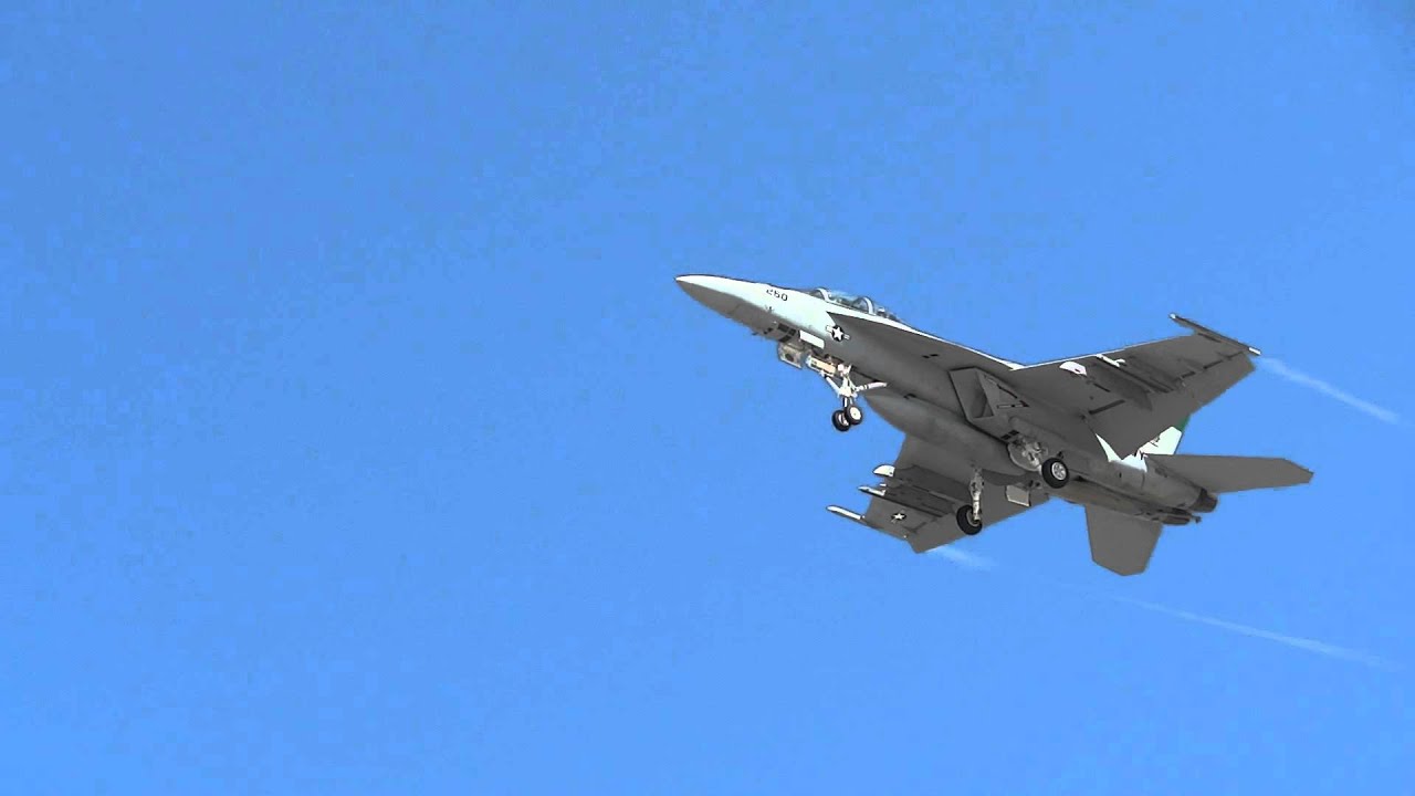 VX-9 Vampires F/A-18 Super Hornet on final approach over Coronado Beach ...