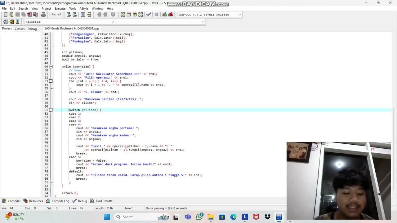 EAS Pemrograman Komputer Dengan Mengombinasi Semua Jenis Program Yang Sudah Di Jelaskan - YouTube