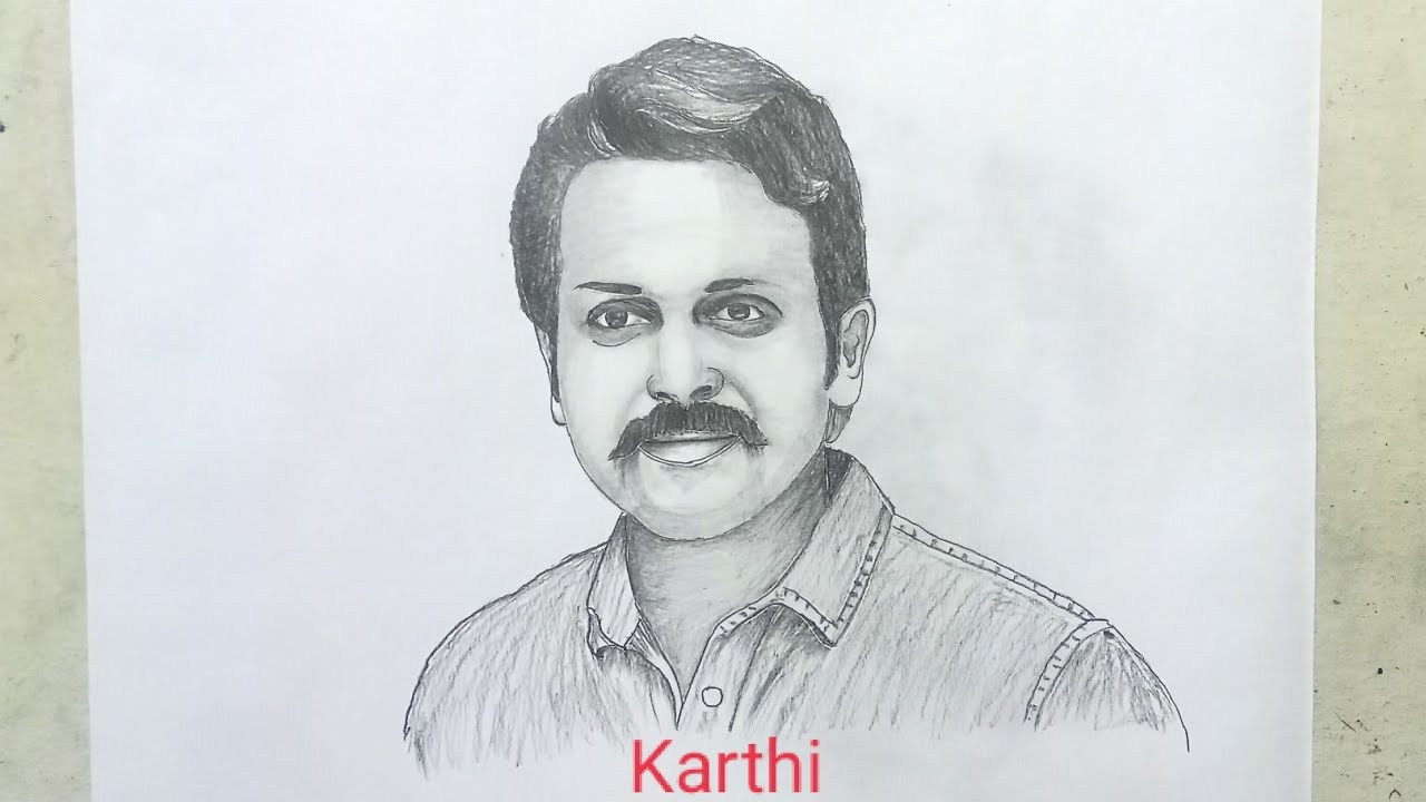 Karthi Mass look drawing | How to draw Karthi - YouTube