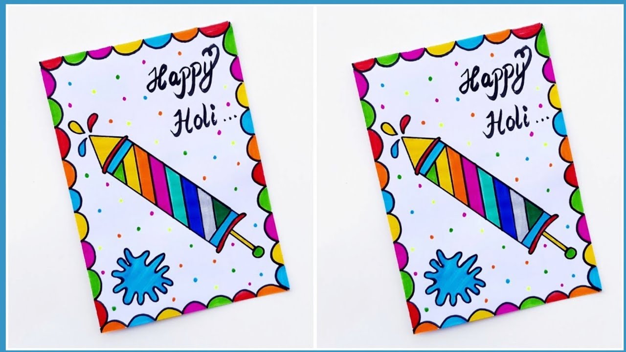 Easy & Beautiful white paper Holi Card making idea |DIY Happy holi ...