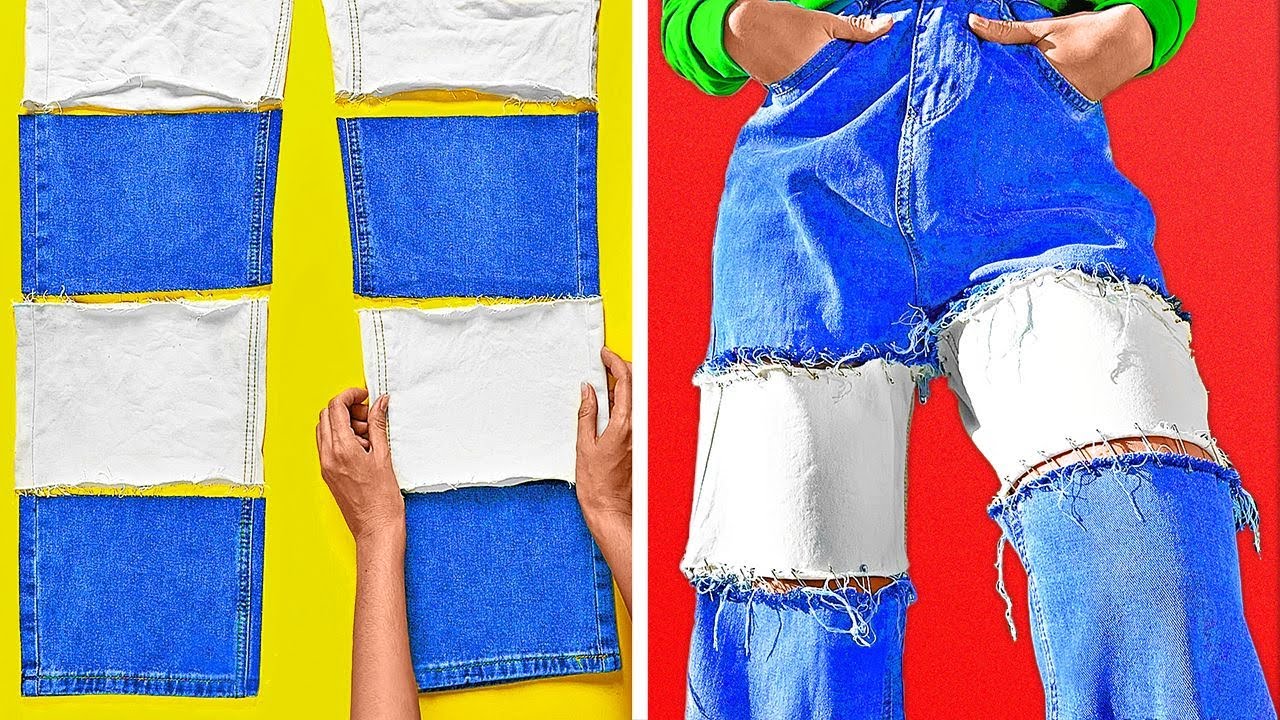 27 UNBELIEVABLY COOL JEANS HACKS || Upgrade Your Old Jeans - YouTube