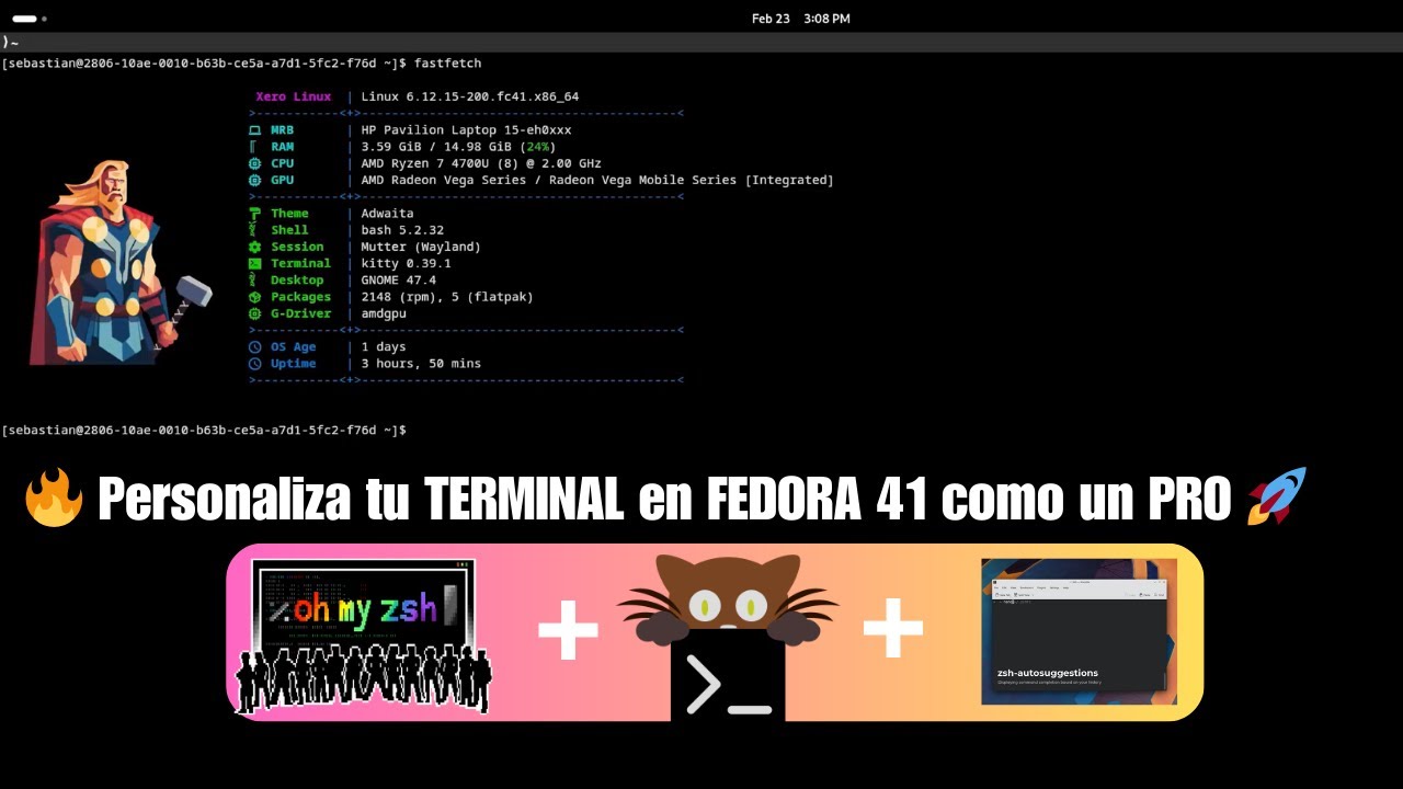 🚀 Personaliza tu Terminal en Fedora 41 | ZSH, Fastfetch, Kitty y Más ...