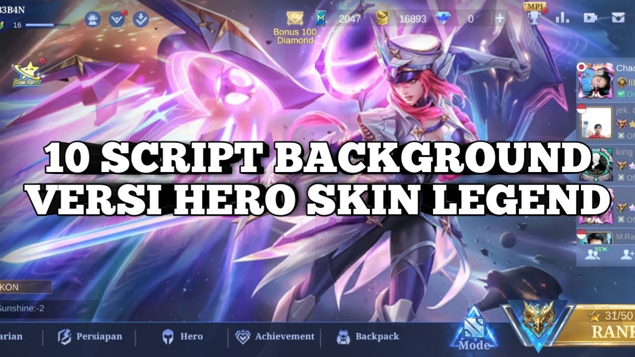 SCRIPT INTERFACE BACKGROUND LOBI HERO SKIN LEGEND MOBILE LEGENDS - YouTube