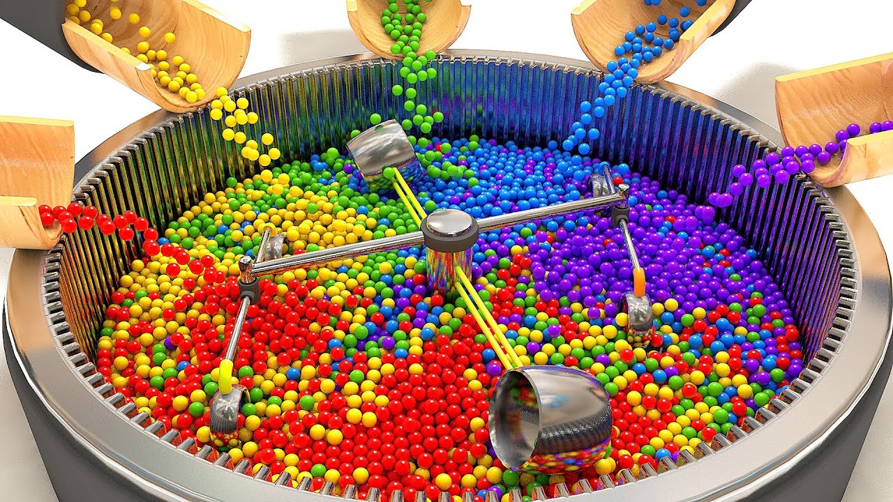 Mixing colored 3d balls. - YouTube