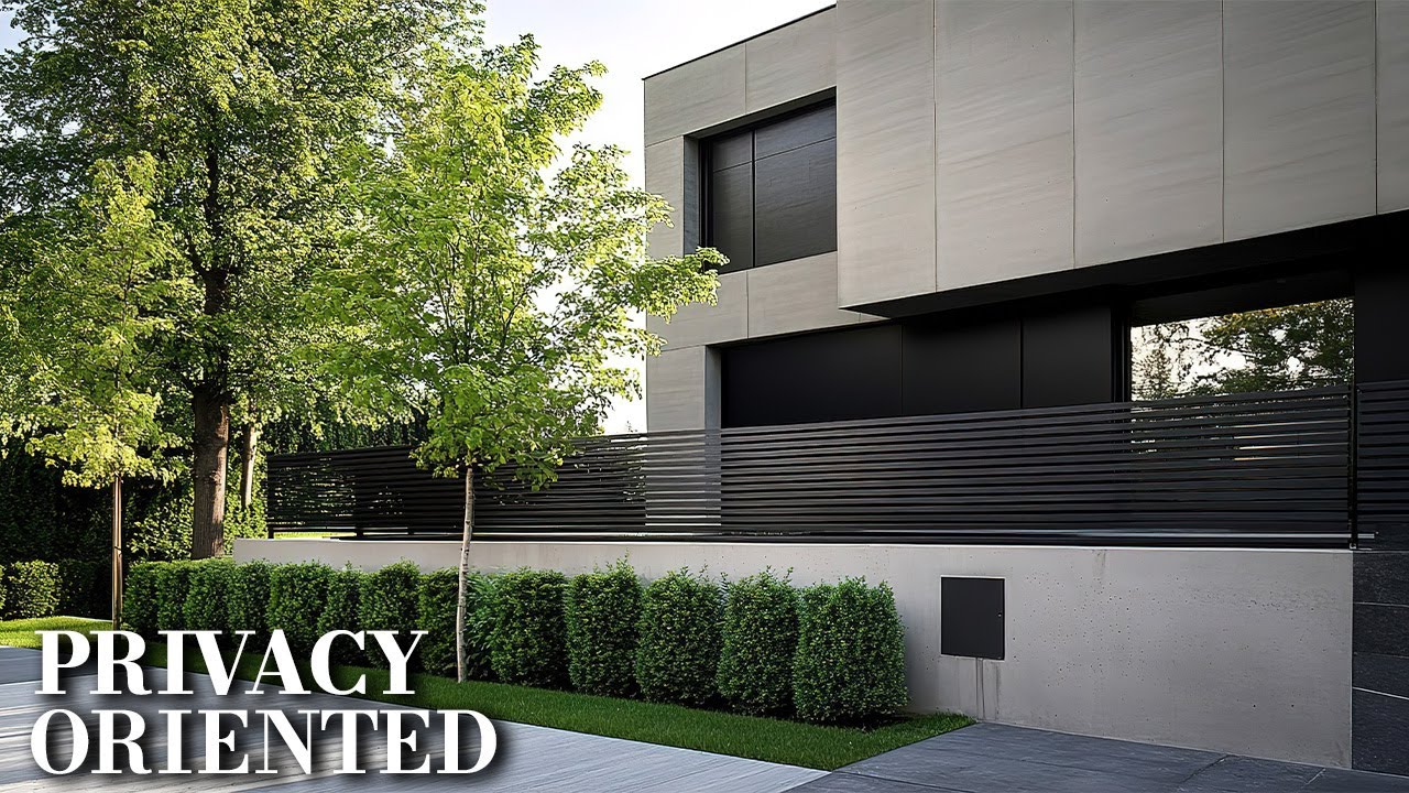 Modern Minimalist Concrete Box House Design with Privacy Wall and Bold ...