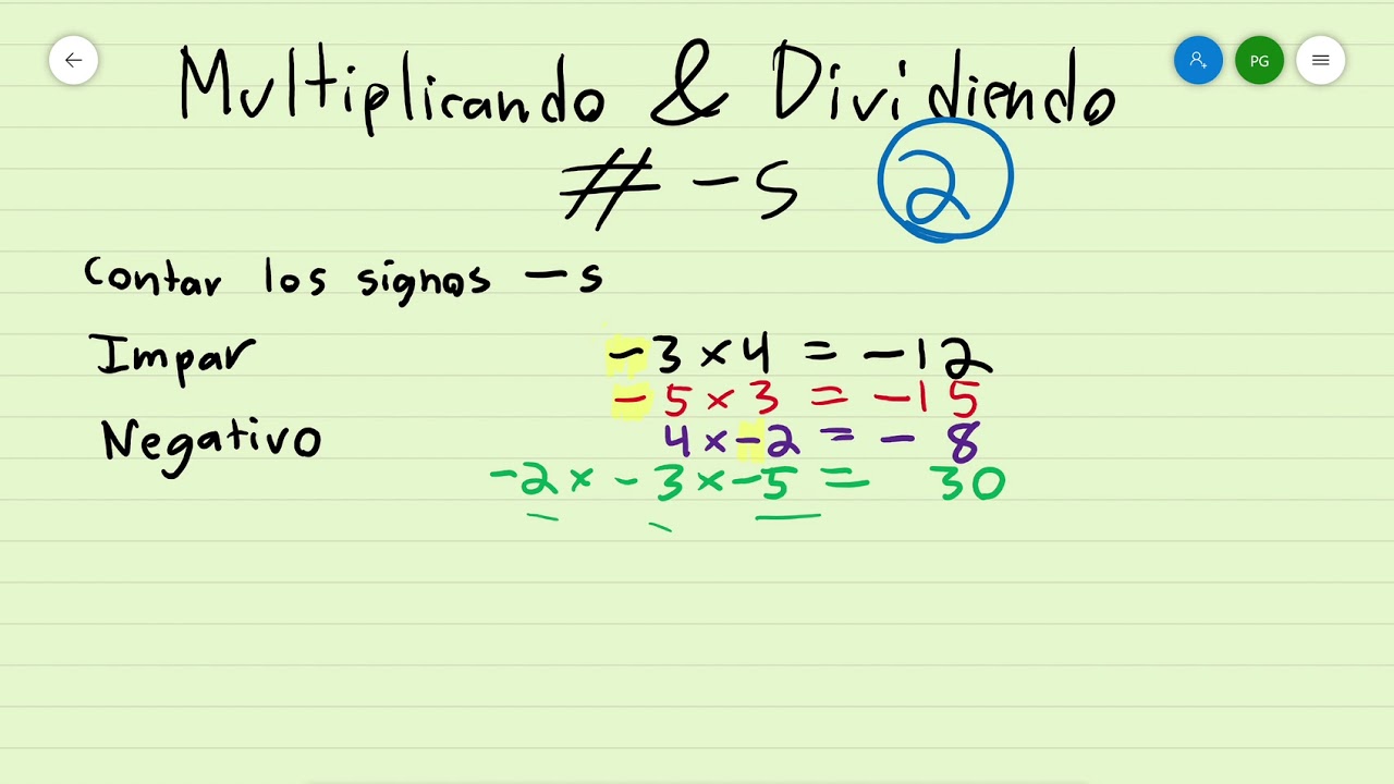 Multiplying & Dividing Negative Numbers - Part 2/3 (Spanish) - YouTube