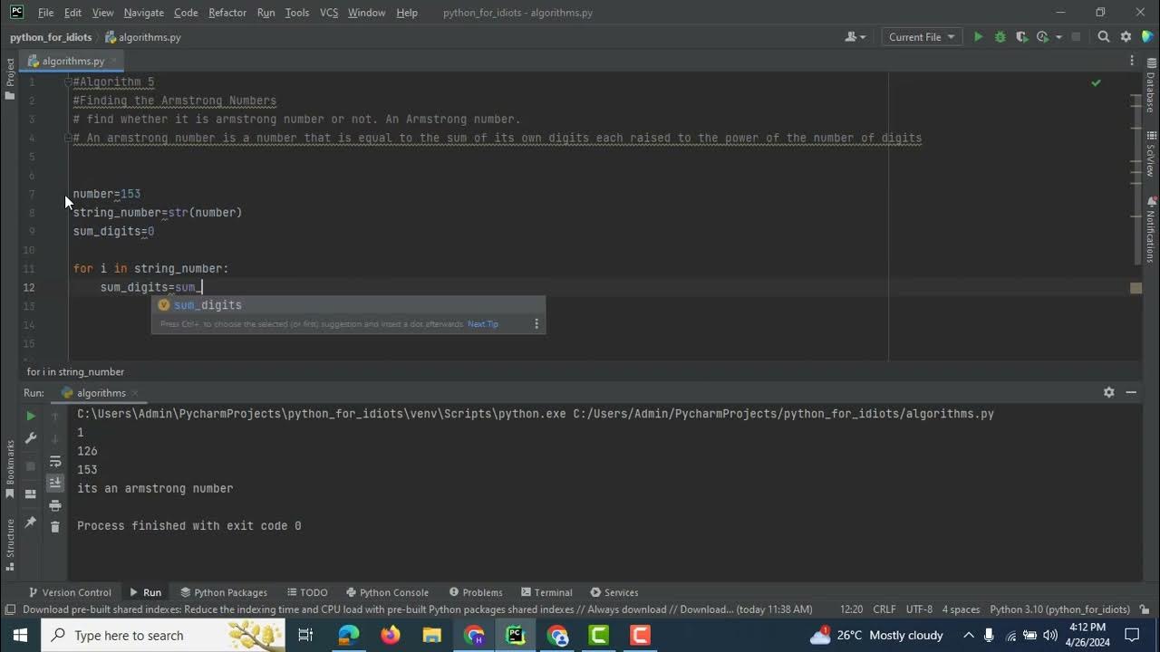 Armstrong number-python - YouTube