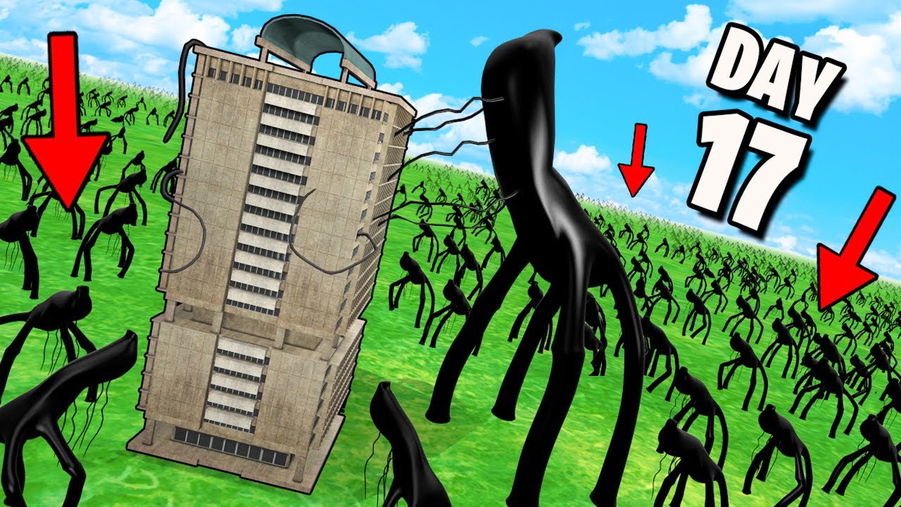 ОГРОМНАЯ ТОЛПА ДЕНЬ 17 ПРОТИВ НЕБОСКРЕБА! ОБОРОНА ЗДАНИЯ ОТ SCP DAY 17 ...