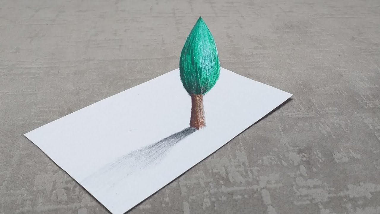 How to draw 3d tree | 3d tree on paper for beginners - YouTube