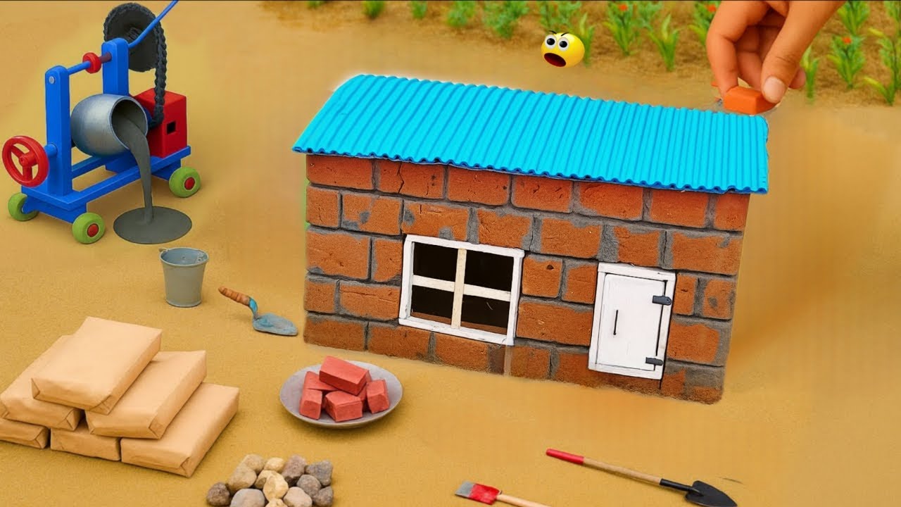 Lightning Hits Pole - DIY Mini House Building with Bricks and Cement ...