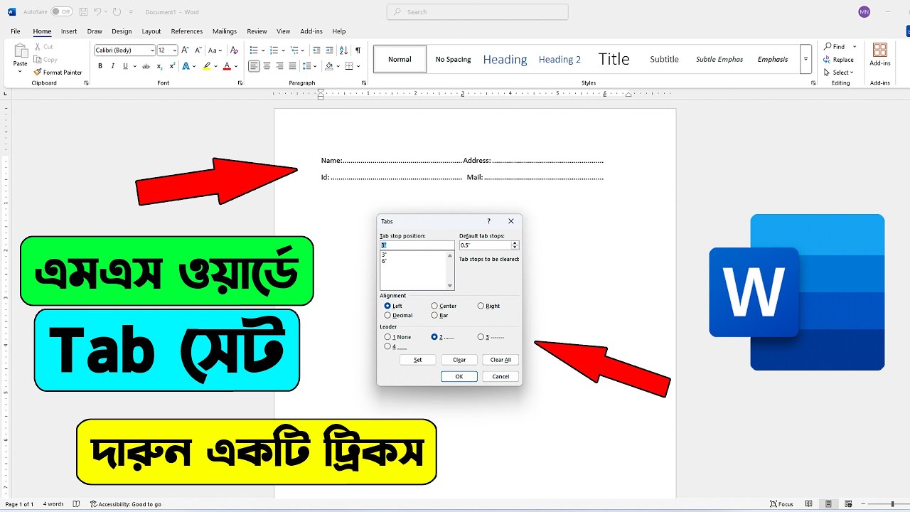 How to set tabs in MS Word | Microsoft word hidden tricks - YouTube