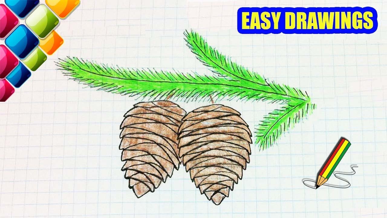 How to draw Christmas tree cones / drawings for beginners / Easy ...