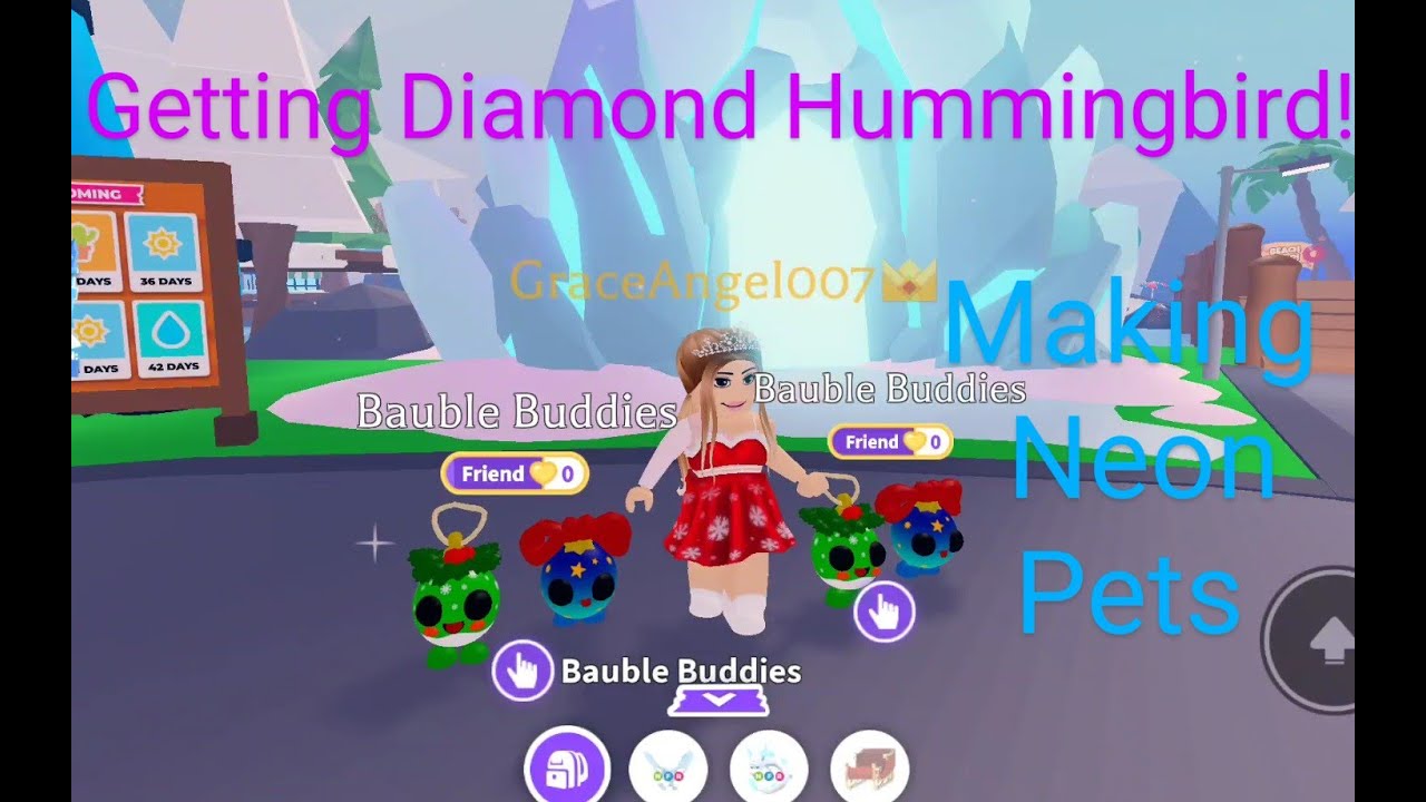 Roblox Adopt Me I Got The Diamond Hummingbird! Making Neon Bauble ...
