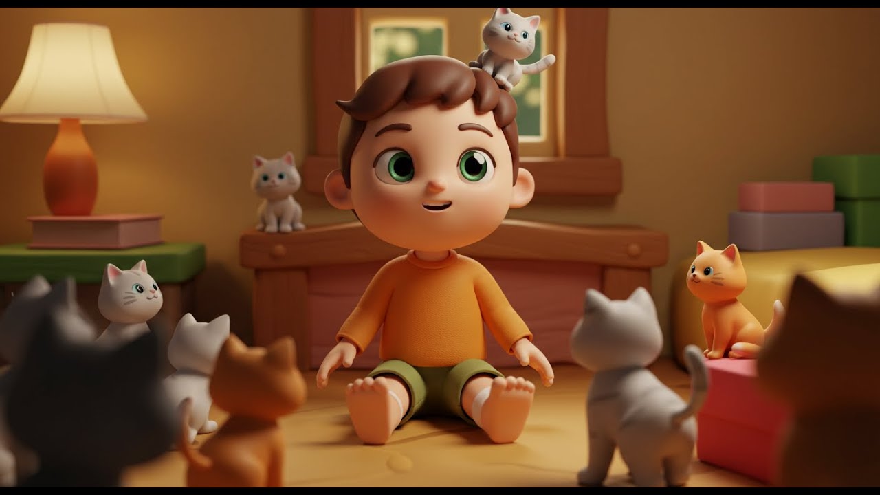 Five Little Kittens Purring Softly | Gentle Counting Song for Kids ...