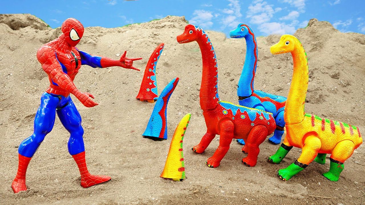 Dinosaur, Spiderman help crocodile and assemble dinosaur's tail Animal ...