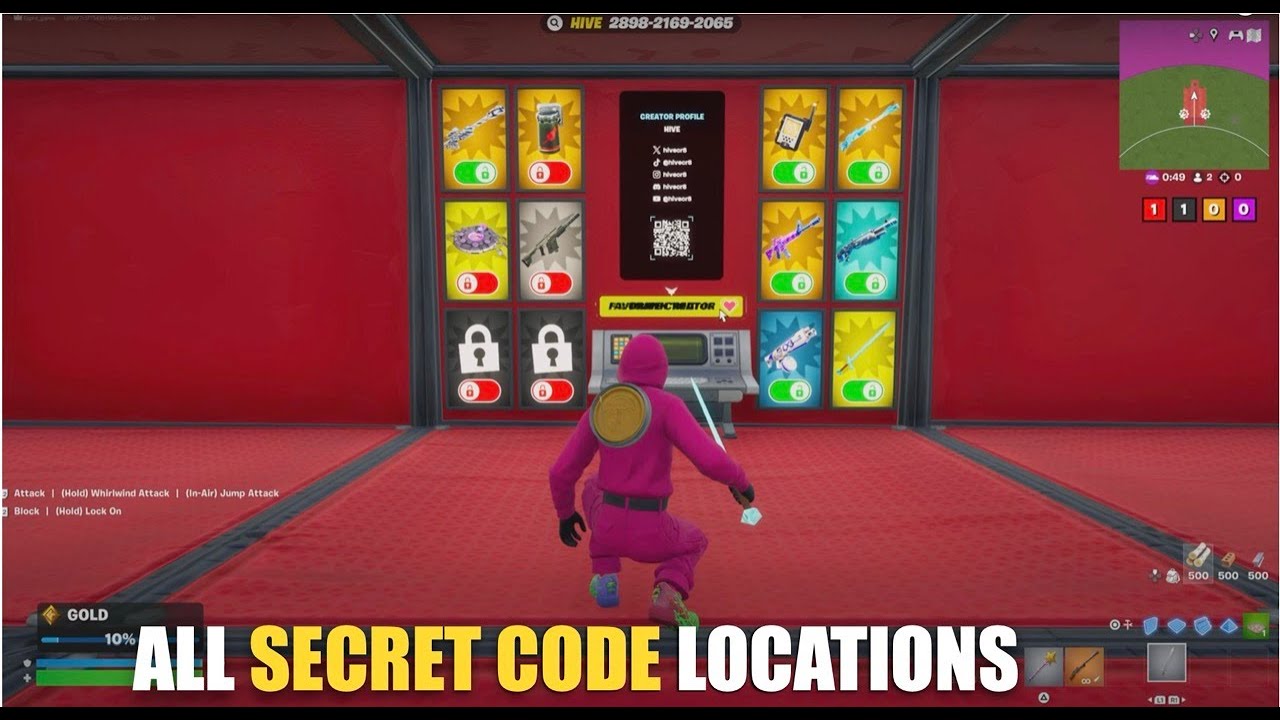 3V3V3V3 GO GOATED HIVE MAP FORTNITE CREATIVE - ALL SECRETS CODE LOCATIONS (AIMBOT CODE) PART 2 ...