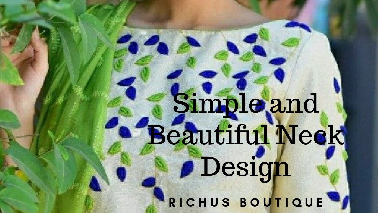 Simple Leaf Design for Neck | Handembroidery | Richus Boutique - YouTube