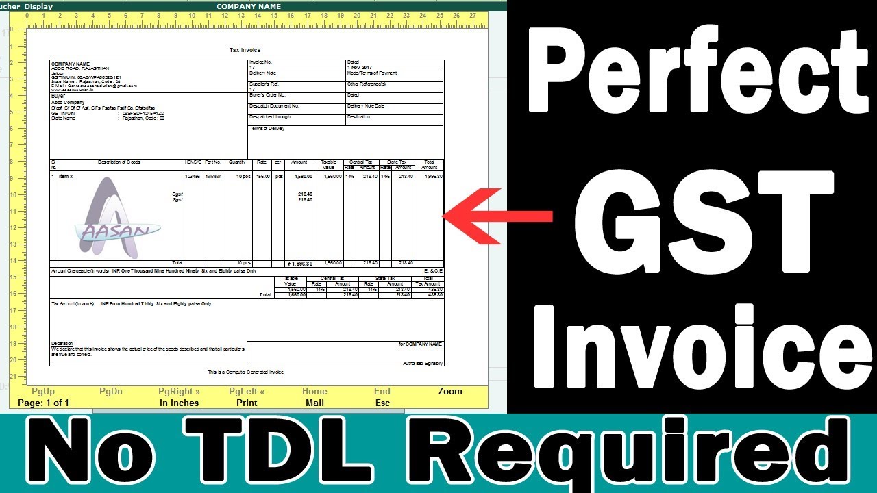 Latest GST Invoice Free By Tally - No TDL Required | Perfect GST ...