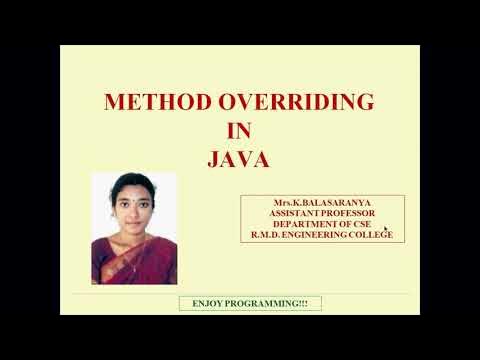 Method Overriding in Java - Mrs. K. Balasaranya, AP/CSE, RMDEC - YouTube
