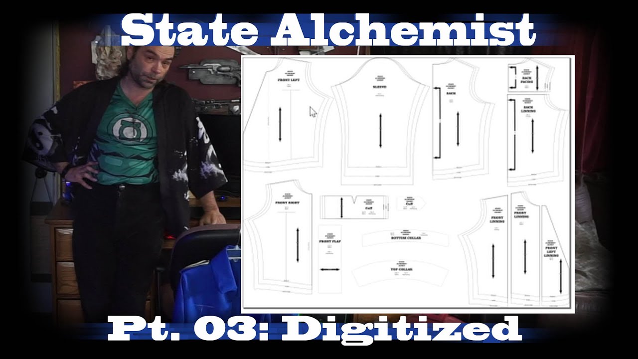 State Alchemist Jacket Pt. 03 Digitize and Grade of Pattern - YouTube