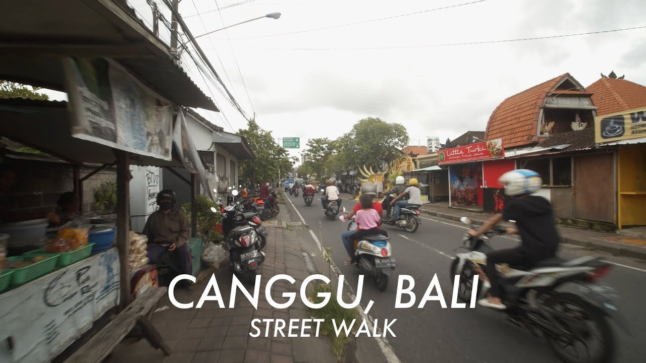 Canggu, Bali City Walk through busy Street Main Road: Bali Island ASMR ...