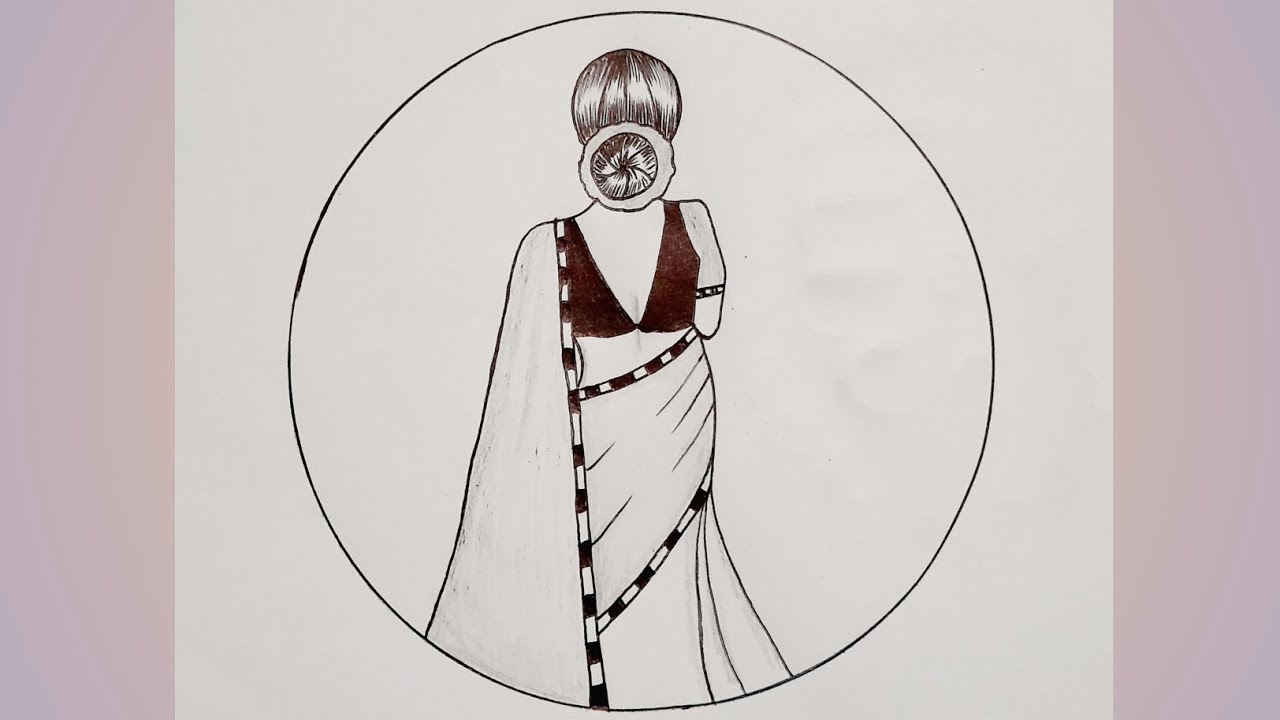 A beautiful traditional woman drawing with saree pencil sketch|| Easy ...