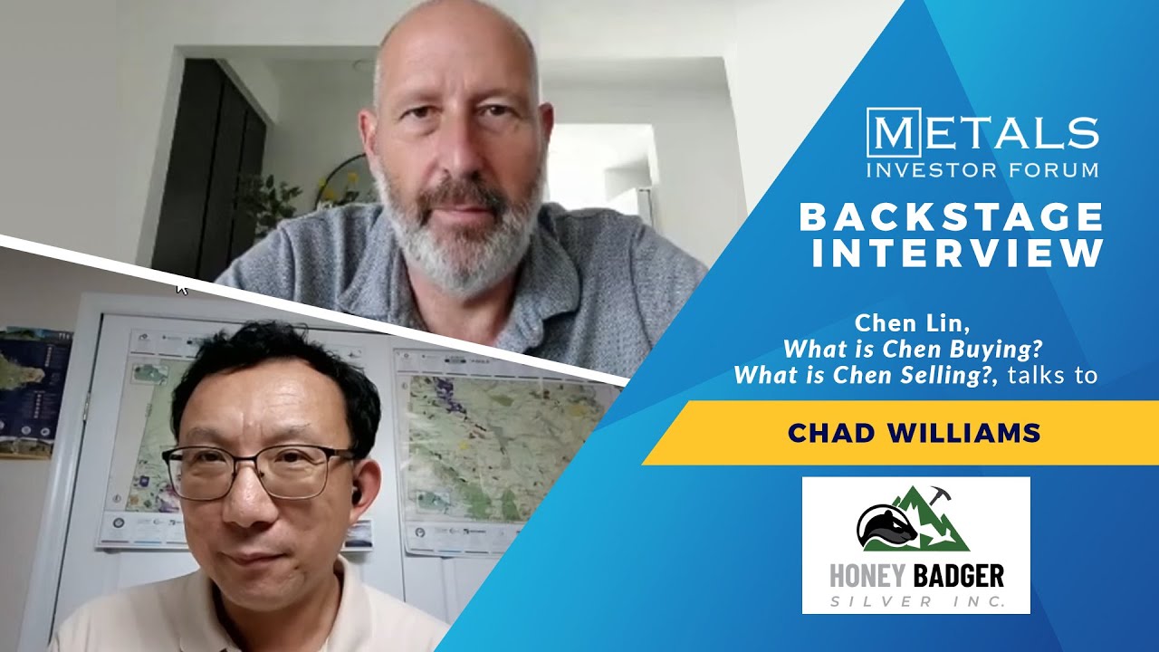 Chad Williams of Honey Badger Silver talks to Chen Lin at the September ...