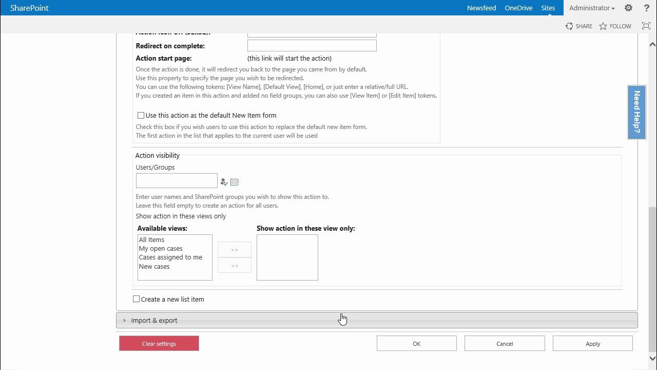 02 SharePoint List Custom Actions settings page overview - YouTube
