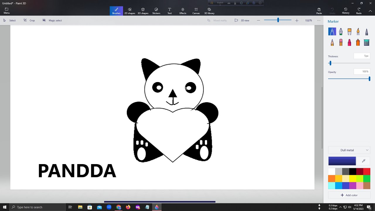 How to draw a Panda 🐼 Easy Panda Drawing.....computer art Pandda 3D ...