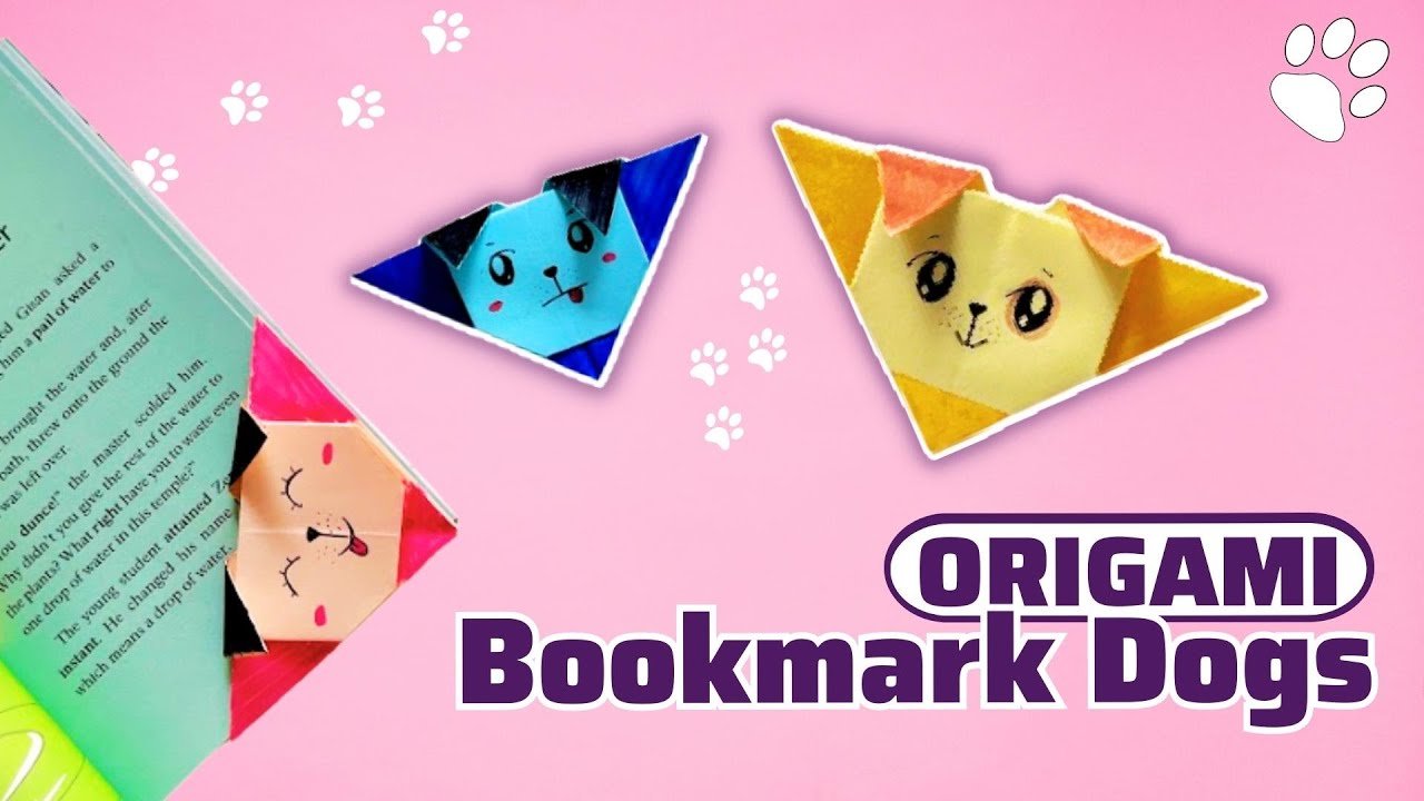 How To Make A Paper Origami Bookmark Dogs Super Cute | The Origami ...