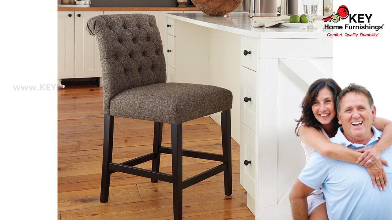 Ashley Tripton Upholstered Barstool (QTY 2) D530-224 | KEY Home - YouTube