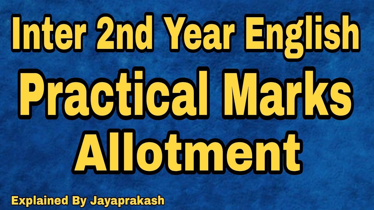 Inter Second Year English Practical Marks Allotment | TS - YouTube