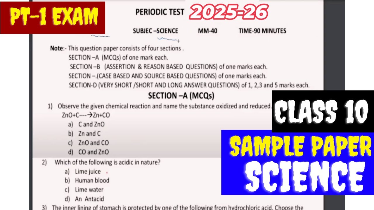 Class 10 - PT-1 Science Sample Question Paper of PERIODIC TEST|| Cbse ...