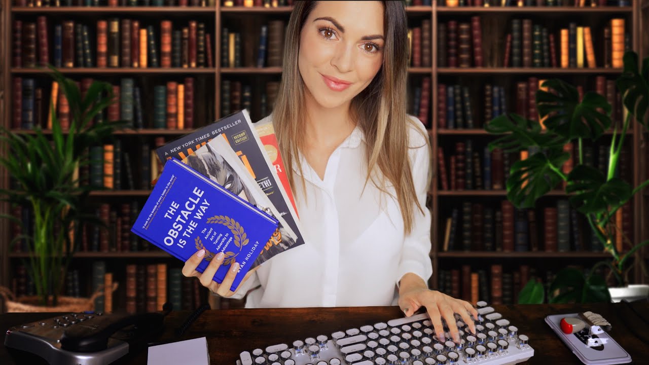ASMR Library 📚 Books, Stamping, Typing, Phonecalls 📚 Cosy Soft Spoken ...