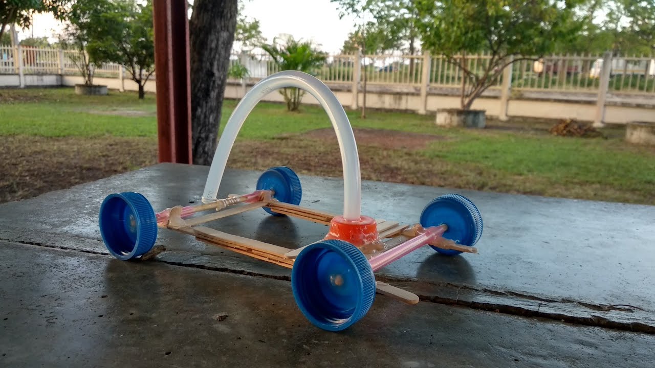 How to make an Easy Self Powered Car with Glue Sticks. (diy toy car ...