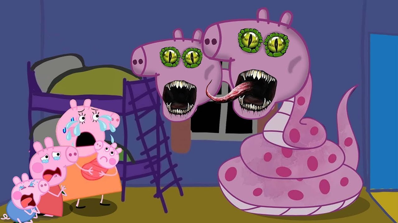 Zombie Apocalypse, The Two-headed zombie snake attacks Peppa in the ...