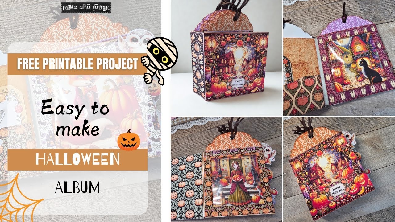 Easy DIY Halloween Album Tutorial | Free Printable Project - YouTube