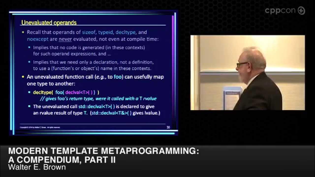CppCon 2014: Walter E. Brown "Modern Template Metaprogramming: A Compendium, Part II" - YouTube