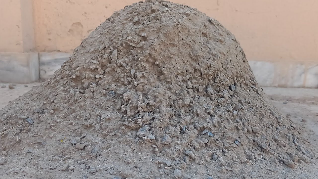 Concrete mountain digging & crumbing on floor - YouTube