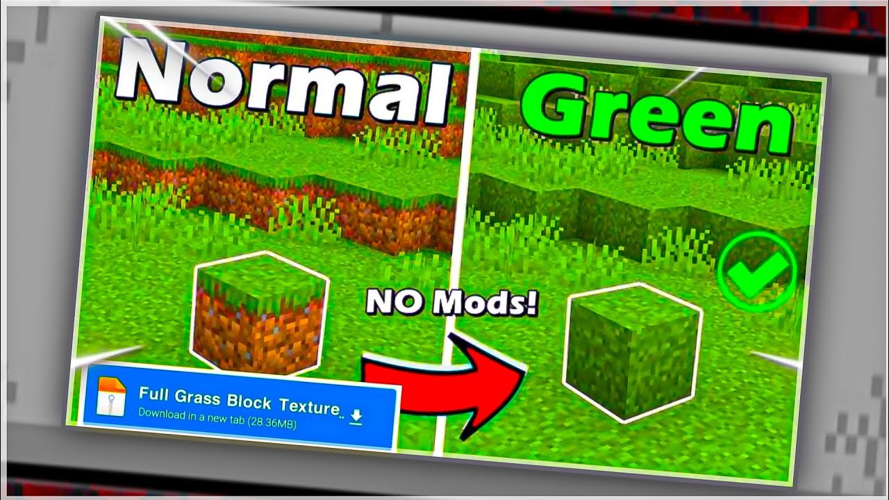 Minecraft PE FULL GRASS BLOCK Texture Pack! (No Dirt Sides) 🌿 | Works ...