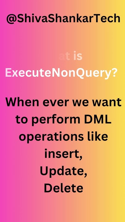 What is Execute Non Query Method in Ado.Net? @ShivaShankarTech #dotnet #adodotnet #technology ...