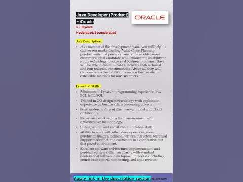 Oracle | Java Developer (Product) | Hyderabad | Full Stack, SQL & PL/SQL, Cloud #shorts # ...
