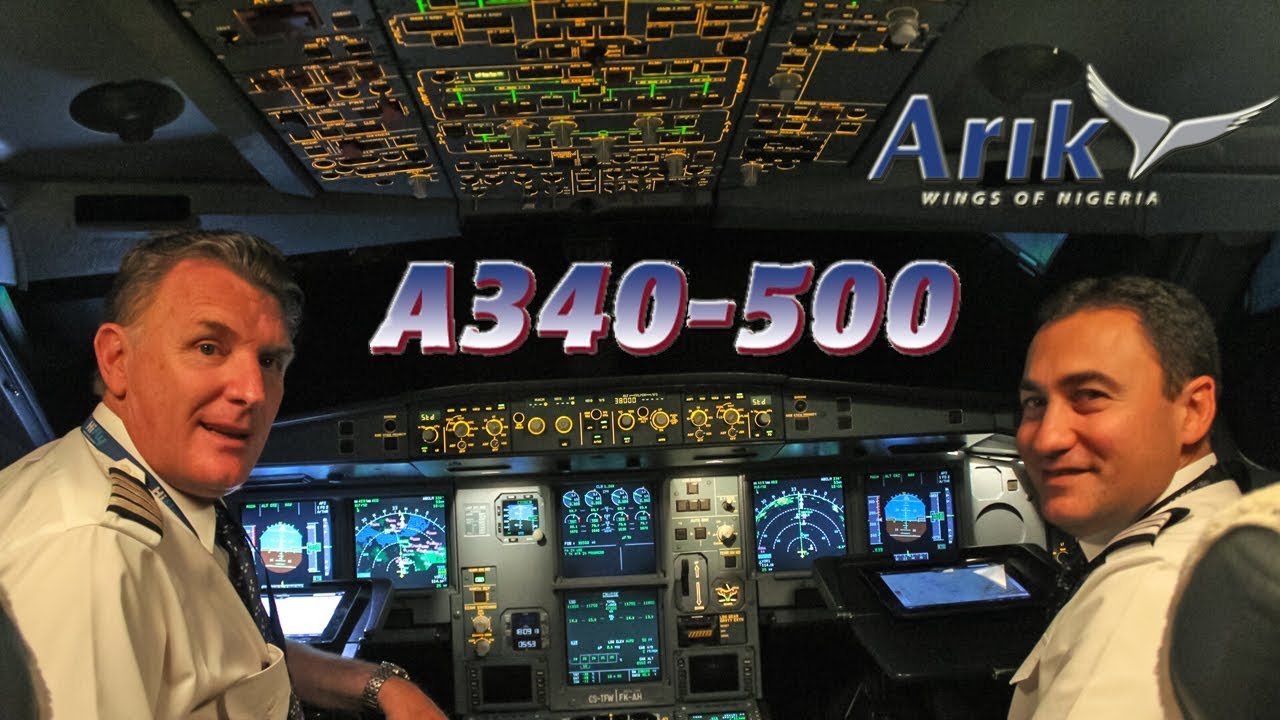 Piloting the Airbus A340-500 out of Lagos Nigeria - YouTube