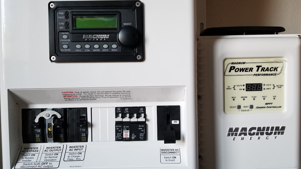 MAGNUM PT-100 MPPT CHARGE CONTROLLER, 100A BREAKER INSTALL - YouTube