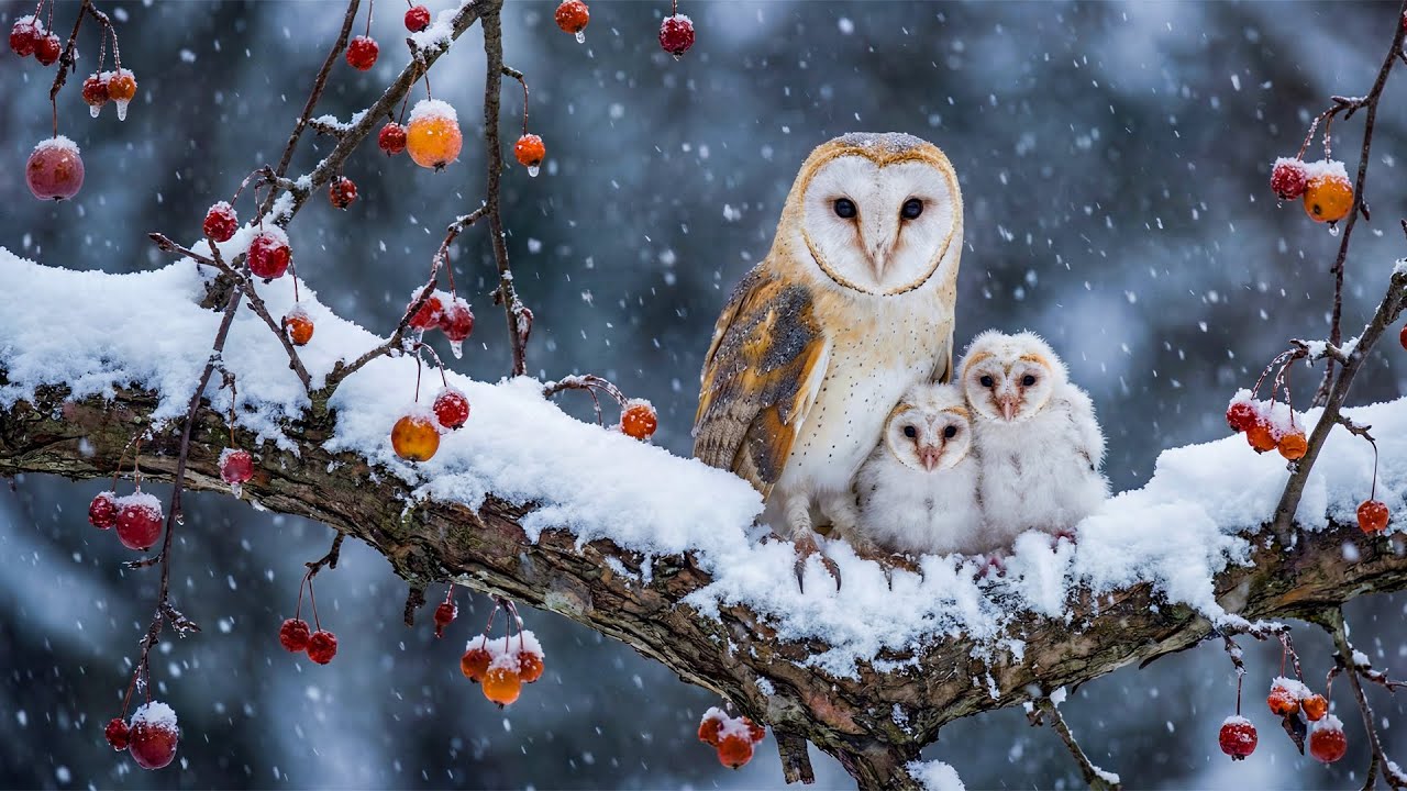 Winter Birds and Soothing Music for Restful Sleep - Stress Relief and ...