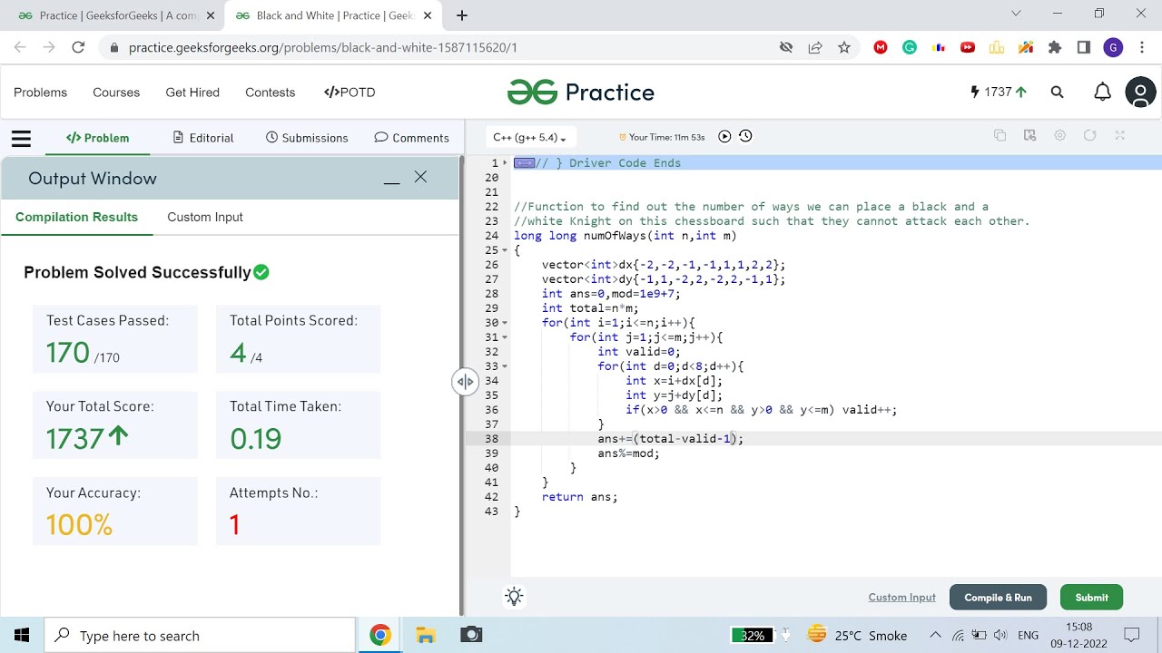 Black and White | Only Maths Without Backtracking | C++ Code | GFG ...