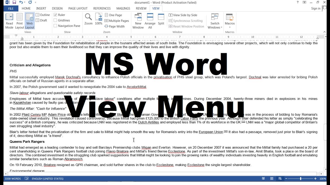 Microsoft Word Tutorial For Beginners(View Menu) - Part 11 - YouTube