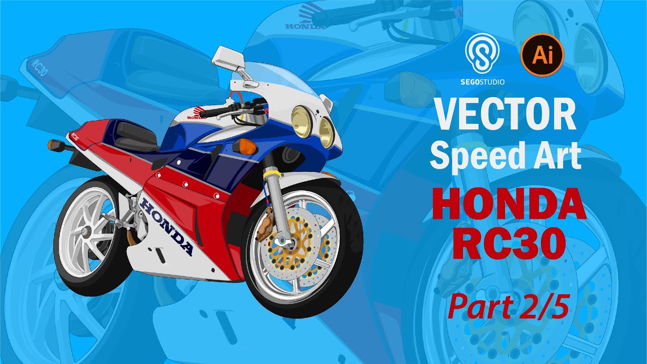 #2 Vector Speed Art with Adobe Illustrator - Honda RC30 - Automotive ...