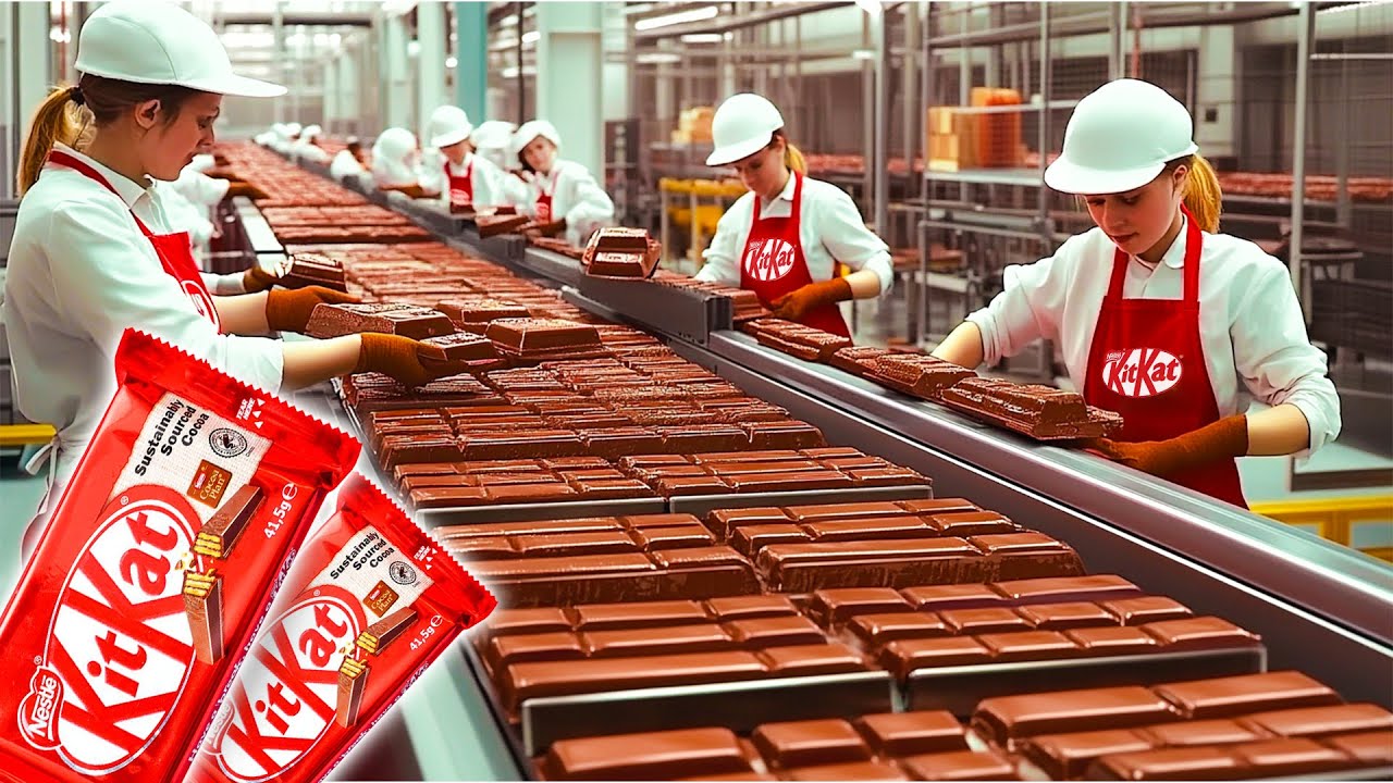 How KIT KAT CHOCOLATE Bars are Made Step by Step! - YouTube