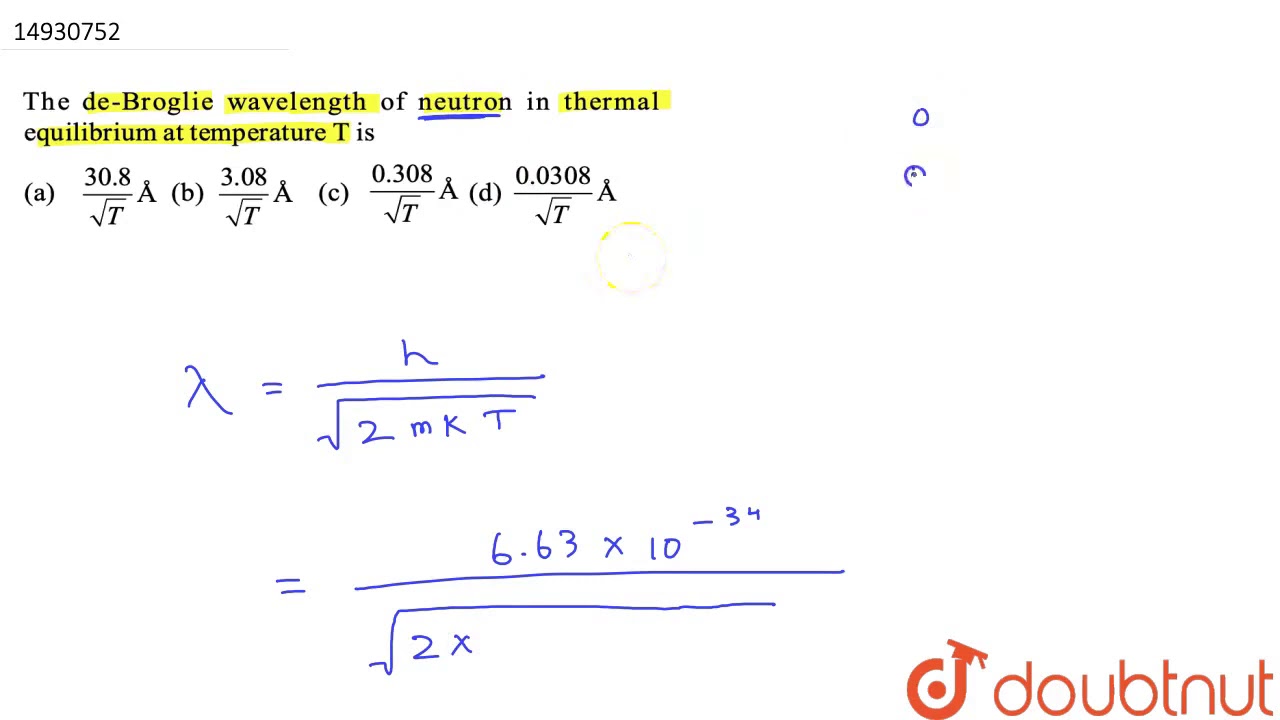The De Broglie Wavelength Of Neutron In Thermal Equilibrium At the-de-broglie-wavelength-of-neutron-in-thermal-equilibrium-at